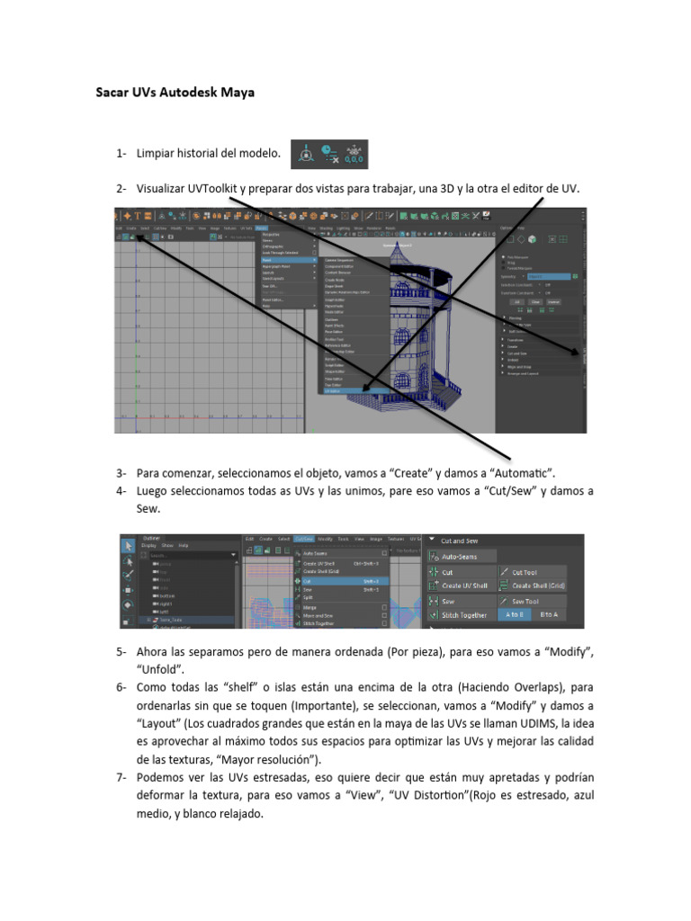 Guía Completa para UVs en Maya | PDF | Métodos y materiales de enseñanza | Informática
