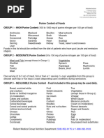 Purine Content in Foods Chart | PDF | Sausage | Gout
