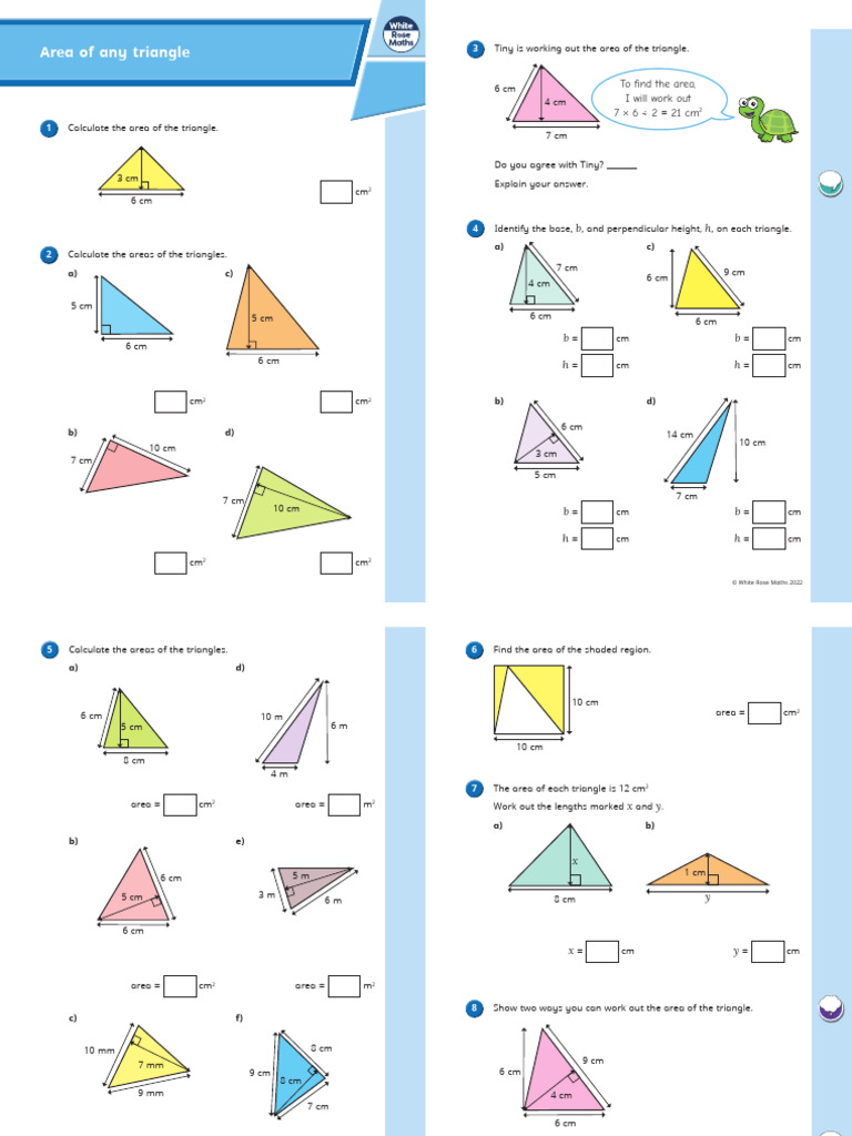 Area of Any Triangle: To Find The Area, I Will Work Out 7 × 6 ÷ 2 21 CM ...