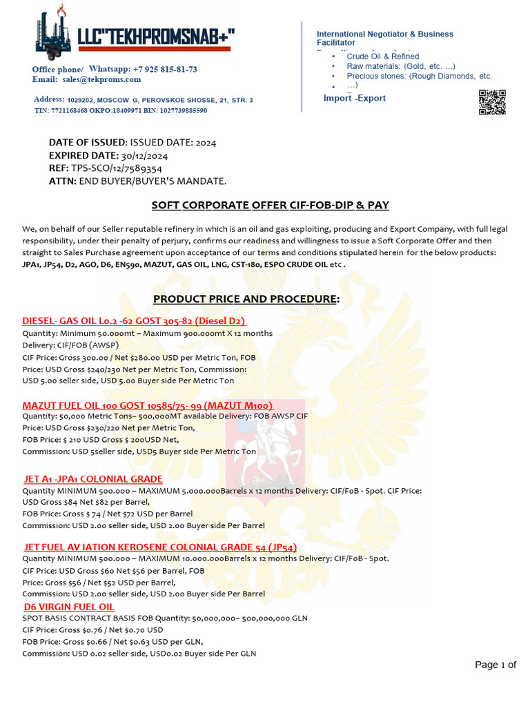 Updated Techprom Cif & Fob Procedure2 (Recovered) | PDF | Barrel (Unit ...