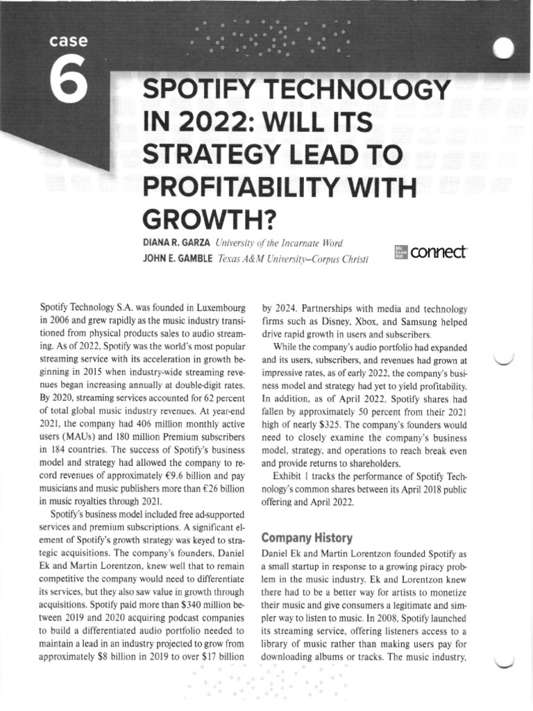 Case 6 Spotify Technology In 2022001 Download Free Pdf Spotify