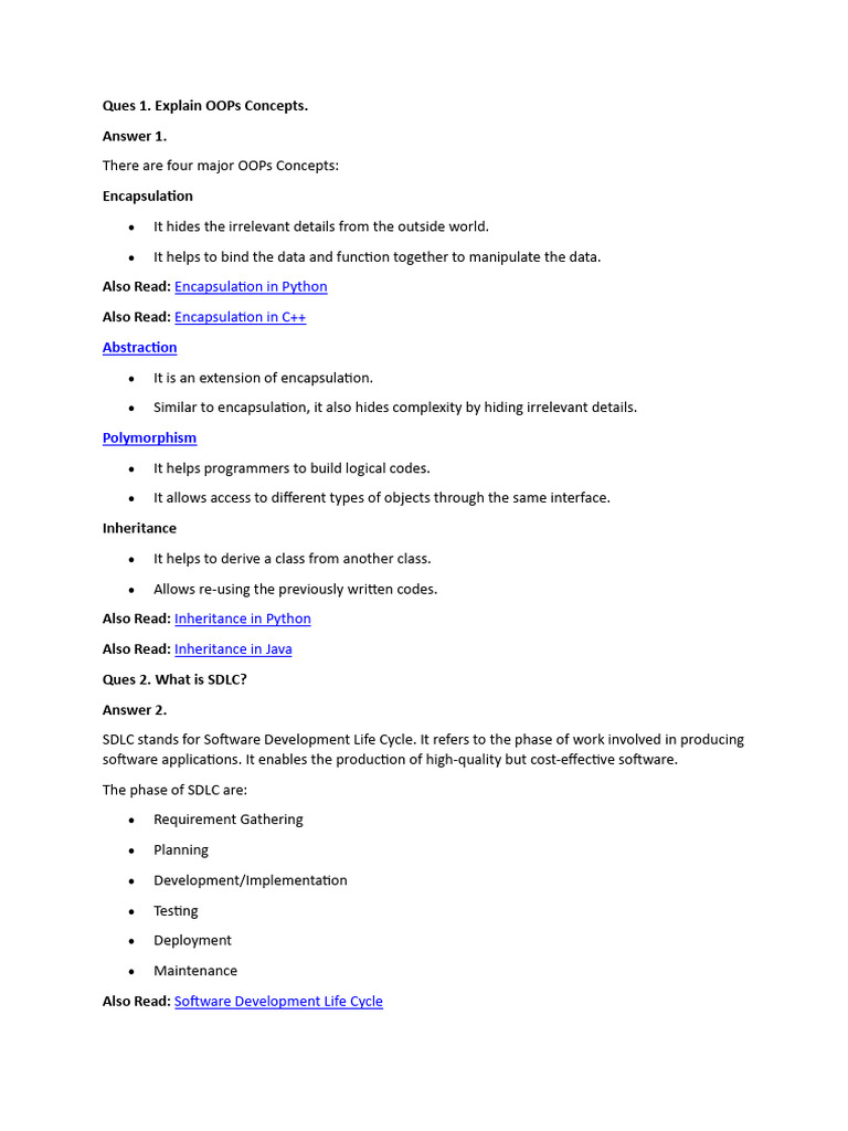 Technical Qs Ans | PDF | Class (Computer Programming) | Software ... Technical Qs Ans | PDF | Class (Computer Programming) | Software ...