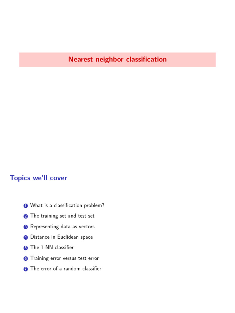 1 - Nearest Neighbor Classification Handout | PDF | Statistical ... 1 - Nearest Neighbor Classification Handout | PDF | Statistical ...