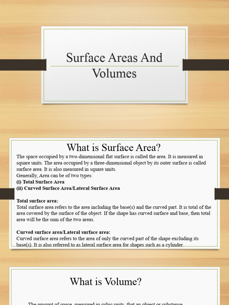 Surface Area and Volume | PDF | Area | Sphere