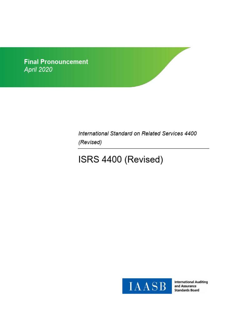 ISRS 4400 Revised Agreed Upon Procedures Final | PDF | Audit | Judgment ...