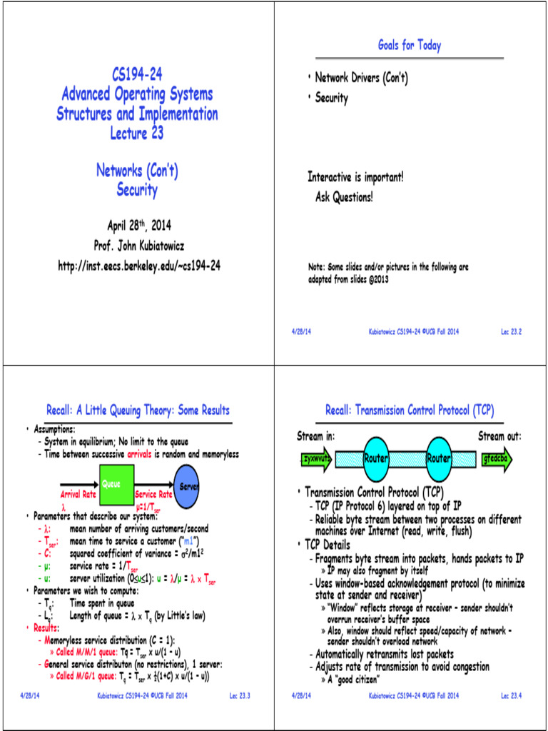 Lec23 NetworkSecurity | PDF | Transmission Control Protocol | Key (Cryptography)