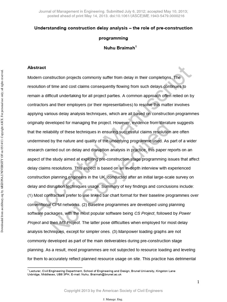 Understanding Construction Delay Analysis And The Role Of Preconstruction Programming Pdf