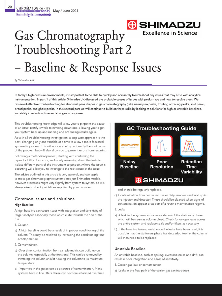 GC Baseline Troubleshooting Guide | PDF | Chromatography | Gas ...