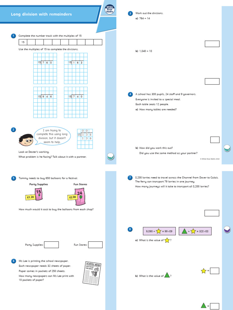 Long Division with Remainders Guide | PDF