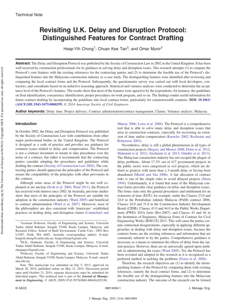 Revisiting U.K. Delay and Disruption Protocol Distinguished Features ...