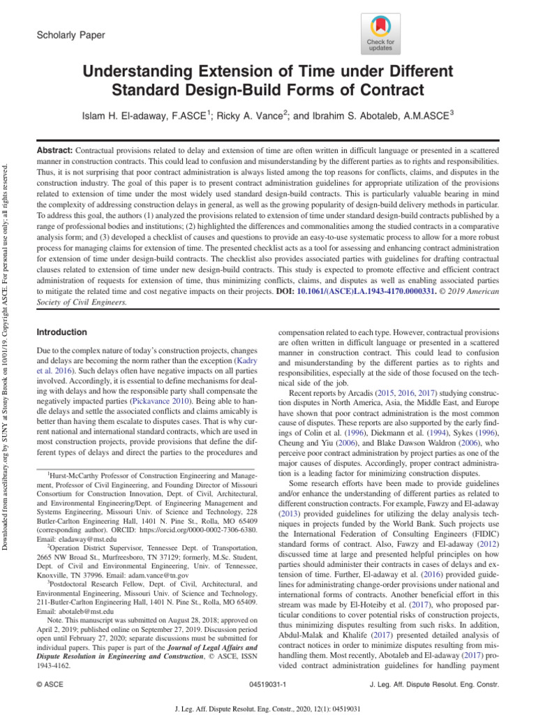 Understanding Extension of Time Under Different Standard Design-Build ...