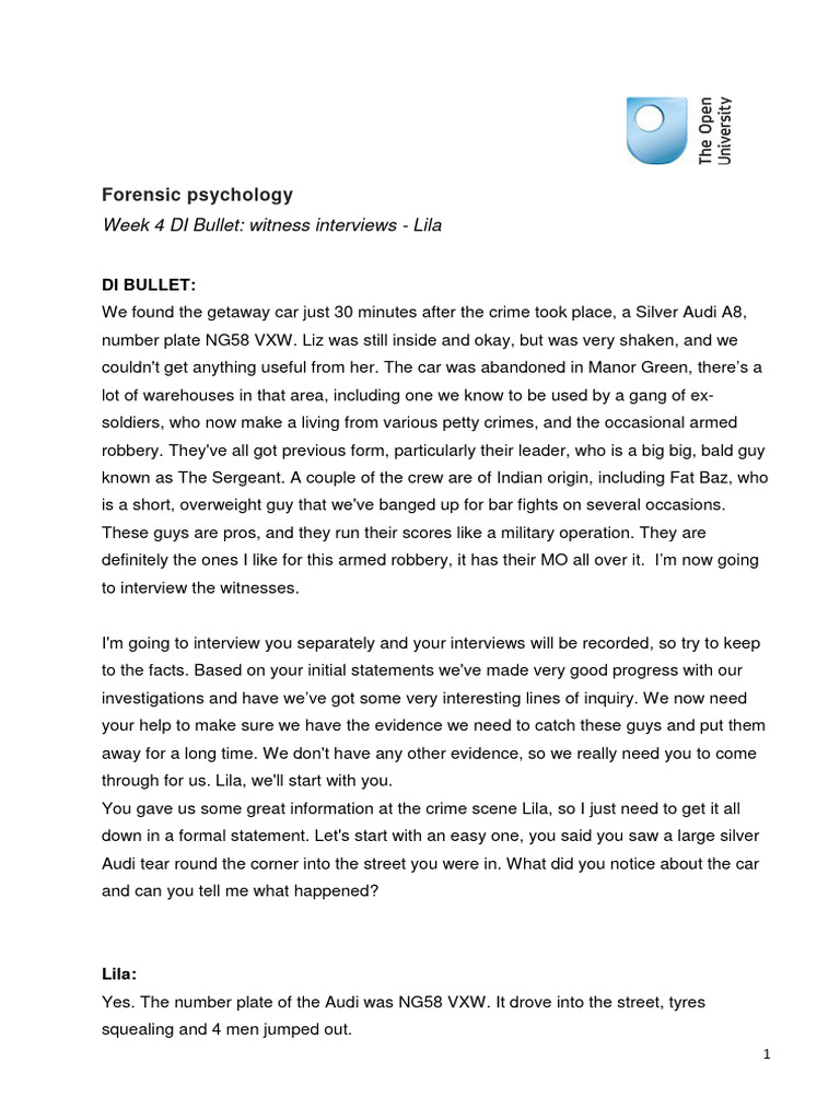 Witness Interview: Armed Robbery Suspects | PDF | Mystery, Thriller ...