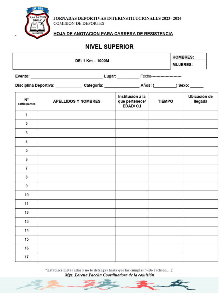 Hoja de Anotacion para Atletismo | PDF | Deportes | Deportes olímpicos