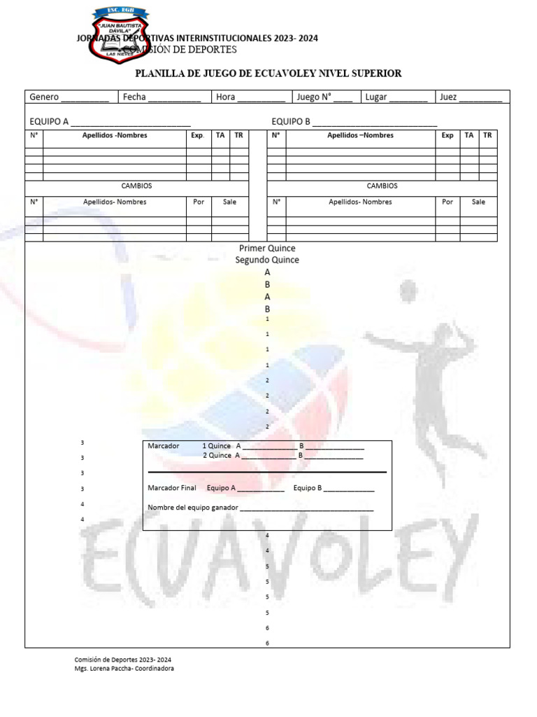 Planilla de Ecuavoley | PDF