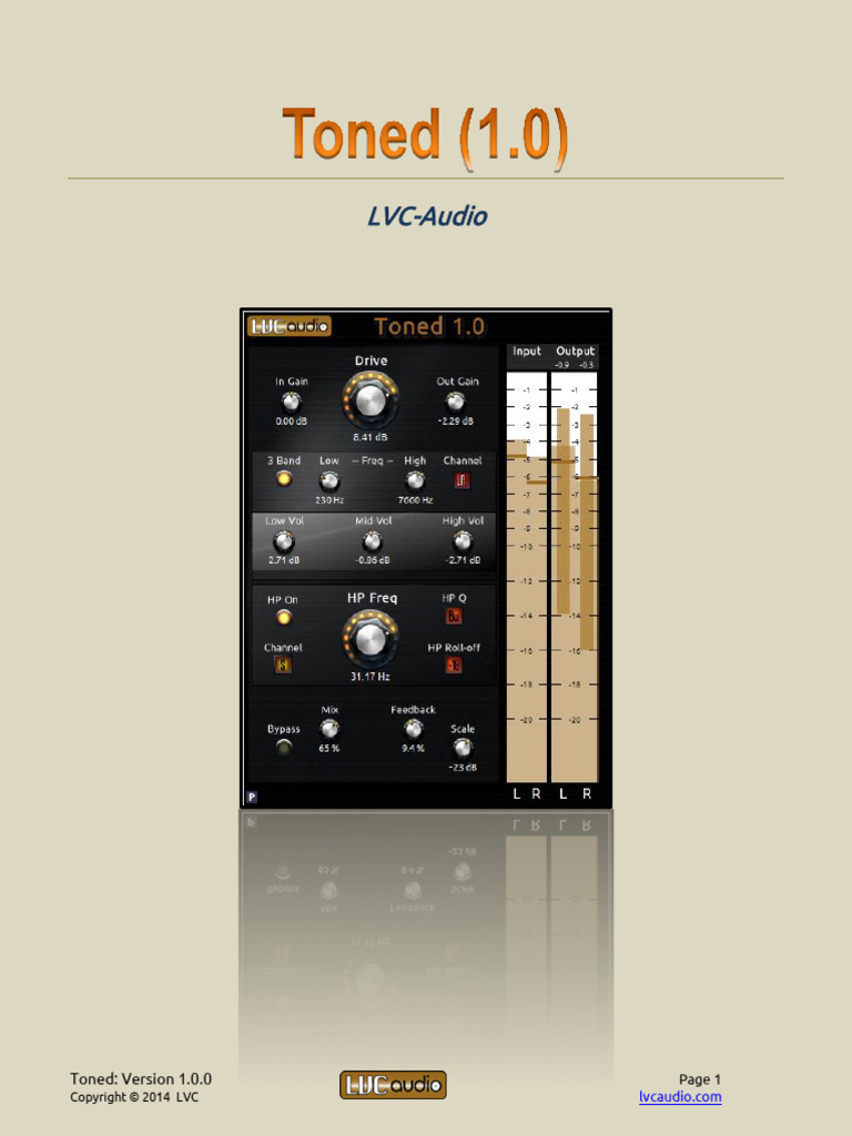 LVC-Audio - Toned 1.0 - Manual | PDF | Equalization (Audio) | Filter (Signal Processing)
