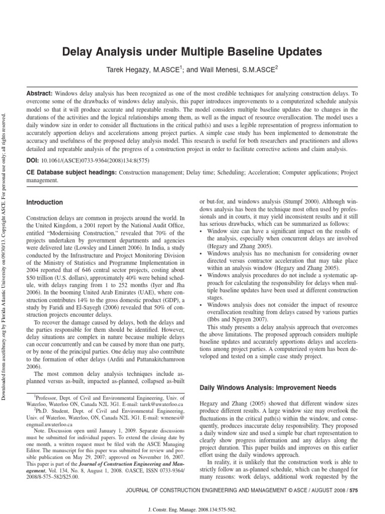 Delay Analysis Under Multiple Baseline Updates | PDF