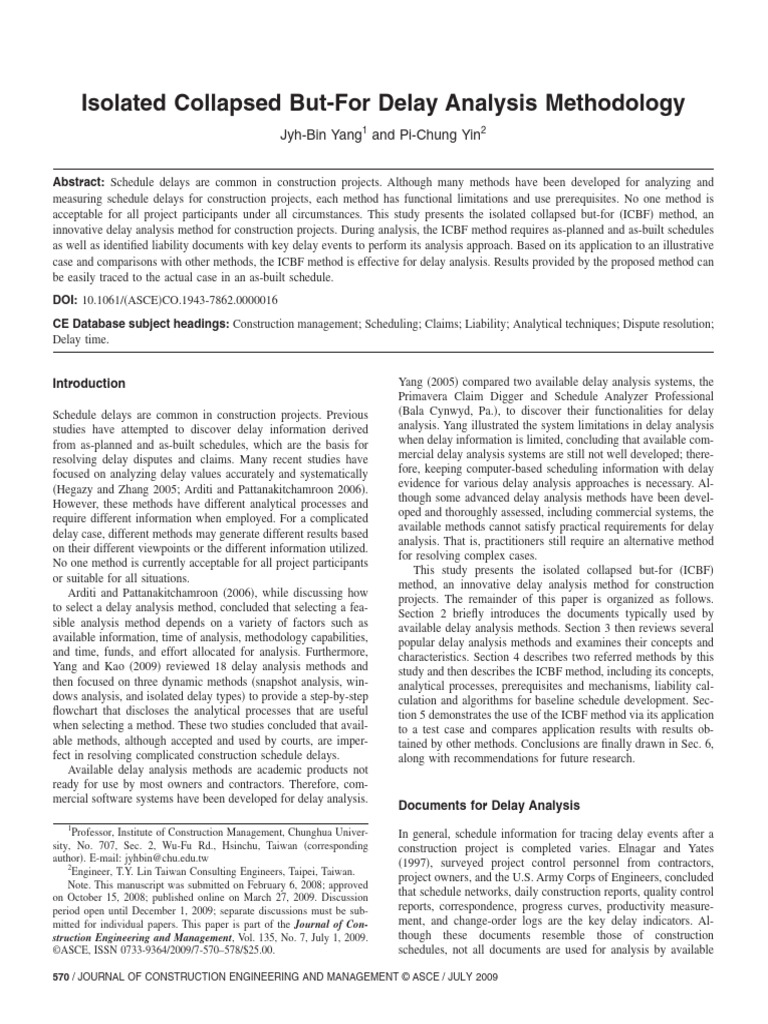 Isolated Collapsed But-For Delay Analysis Methodology | PDF | Methodology