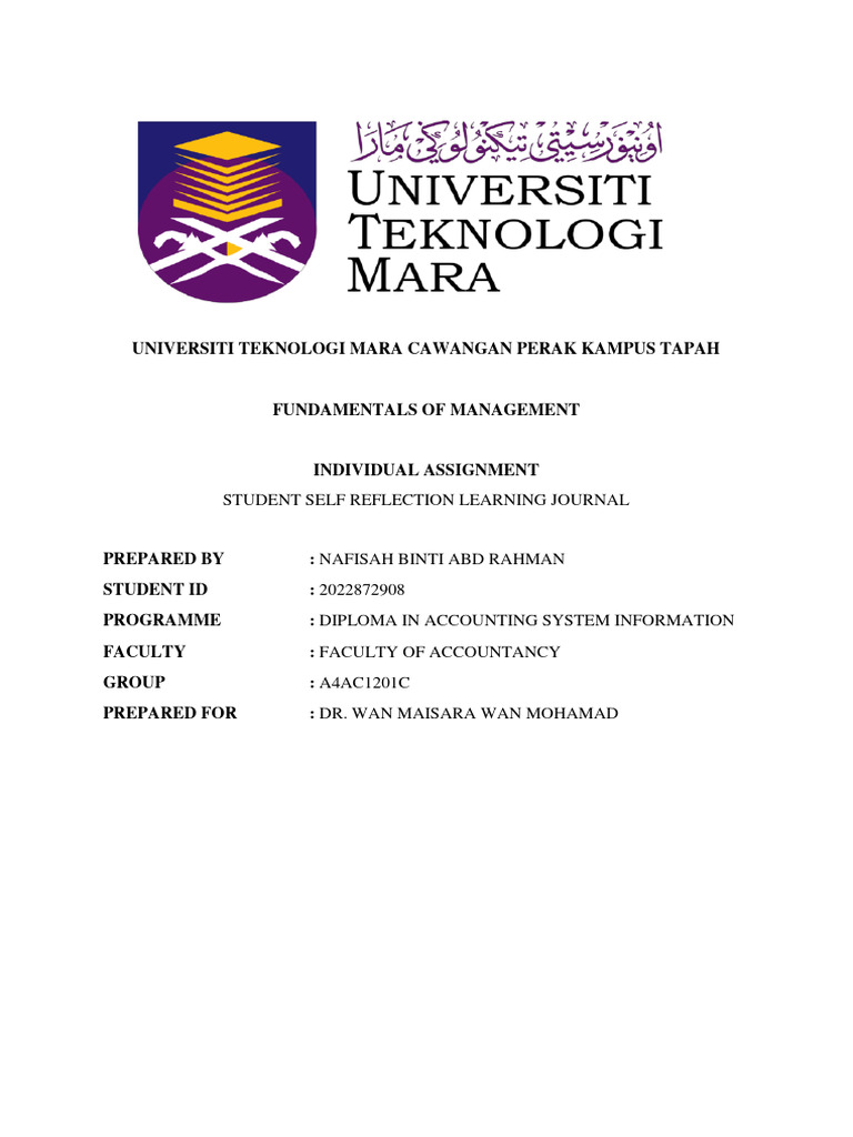 MGT162 Self-Reflection Journal | PDF | Communication | Information