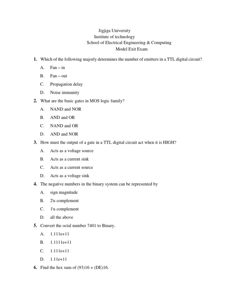 Exit Exam All Q | PDF | Logic Gate | Computer Programming