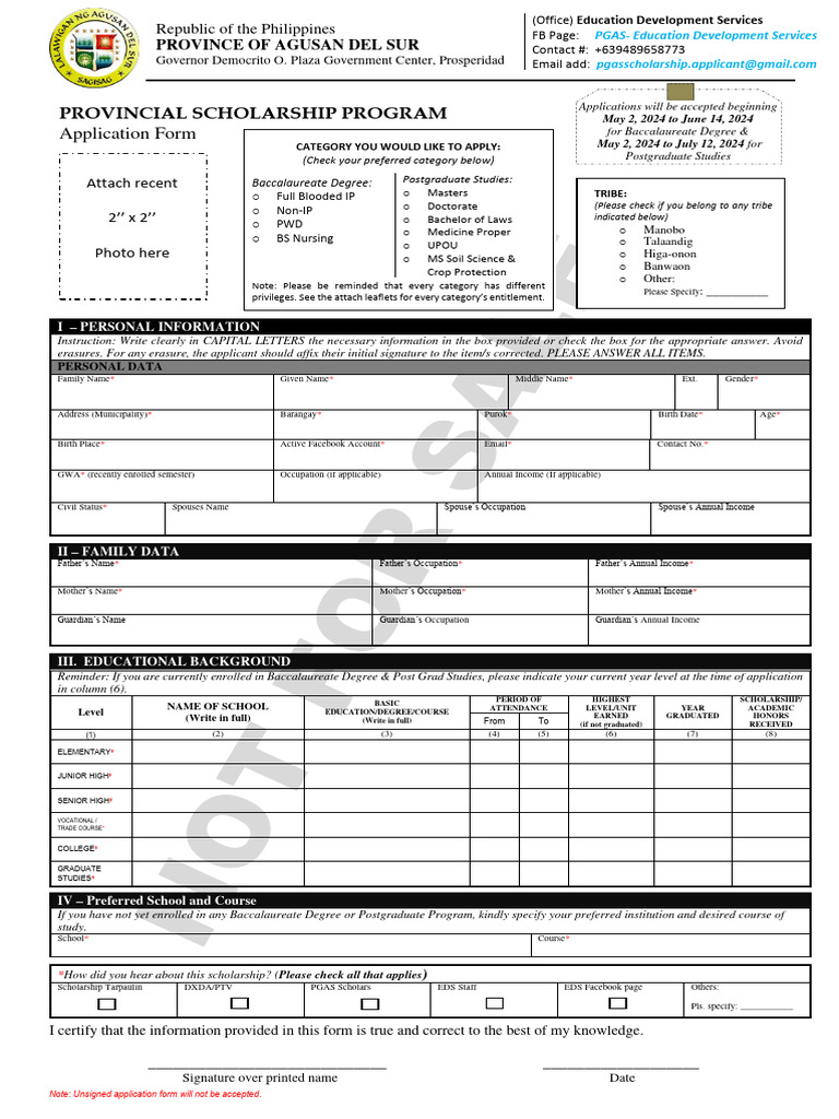 Application Form 2024 | Download Free PDF | Bachelor's Degree ...