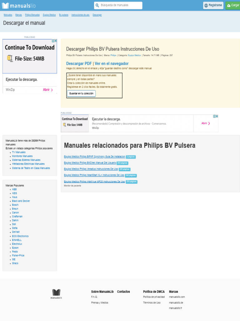Descargar Philips BV Pulsera Instrucciones de Uso - ManualsLib | PDF | Informática