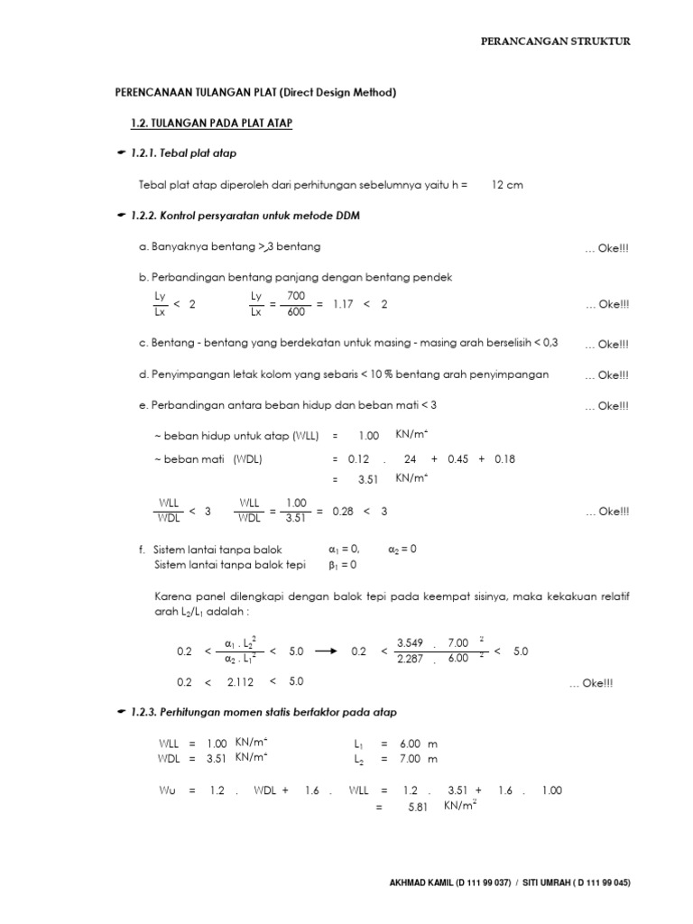 Sheet 2 (Penulangan Plat DDM) | PDF