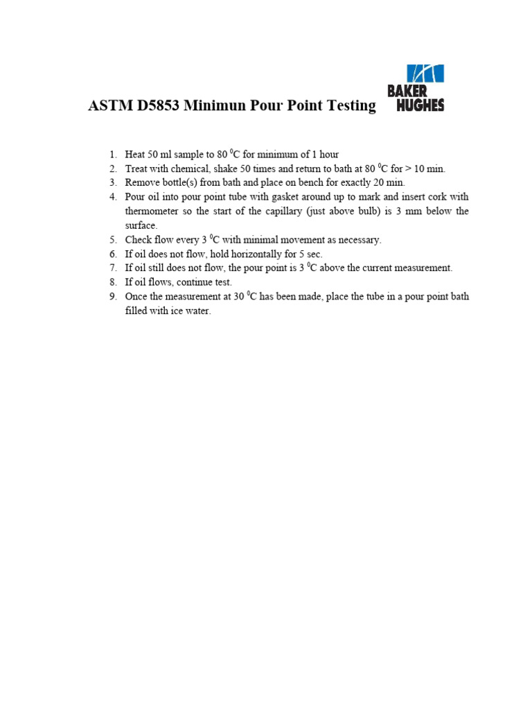 ASTM D5853 Minimun Pour Point | PDF