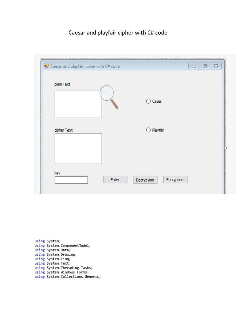 Caser and Playfair | Download Free PDF | C Sharp (Programming Language) | Computer Programming