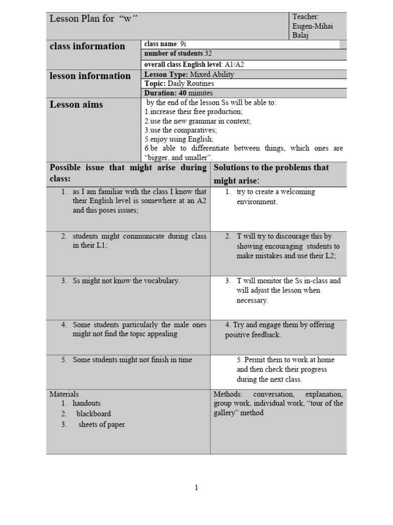 6 lesson plan | PDF | Adjective | Lesson Plan