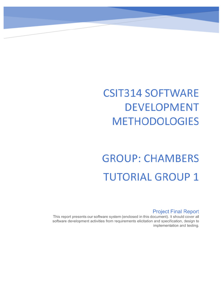 CSIT314 Final Report Chambers-1 | PDF | Use Case | Login
