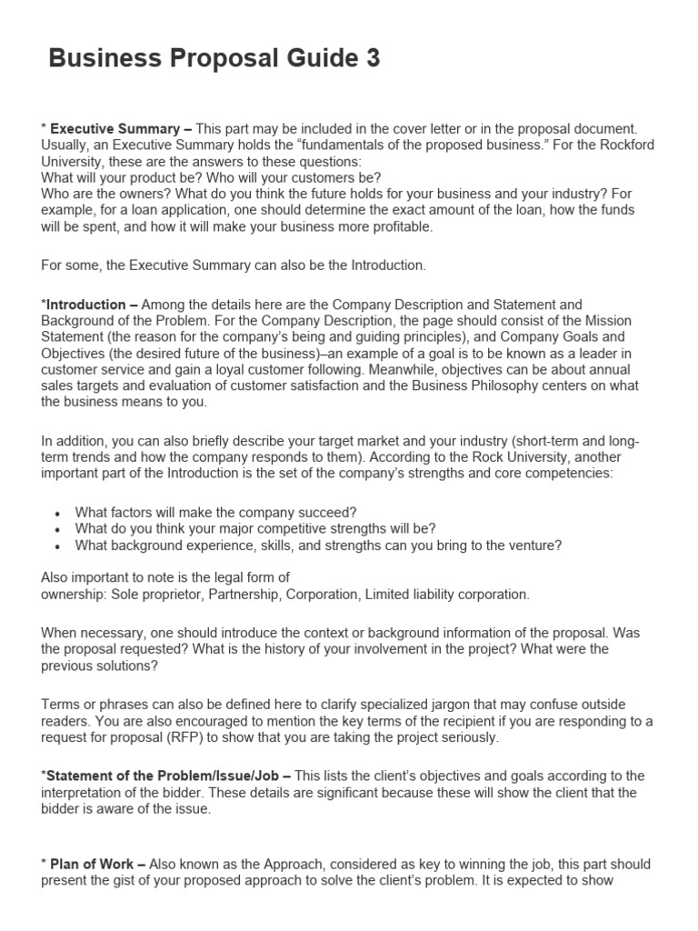 Business Proposal Guide 3 | PDF | Request For Proposal | Goal