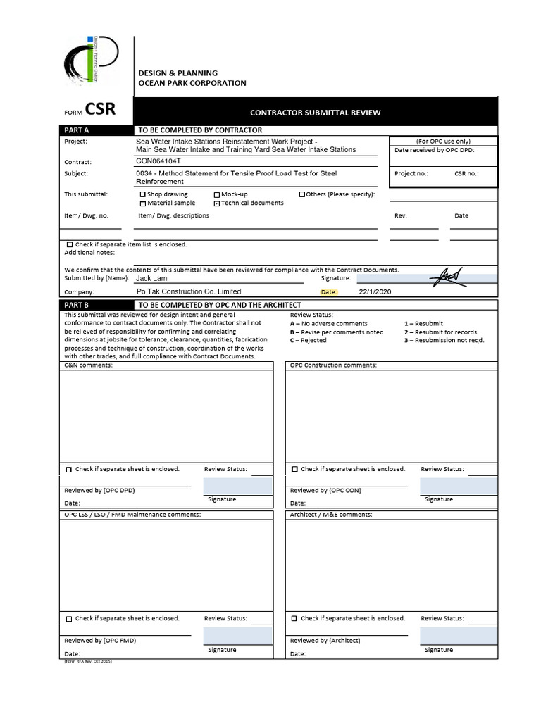 0034 - Method Statement For Tensile Proof Load Test For Steel ...