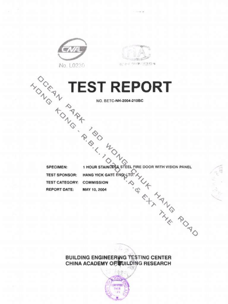 SteelDoor-TestReport | PDF