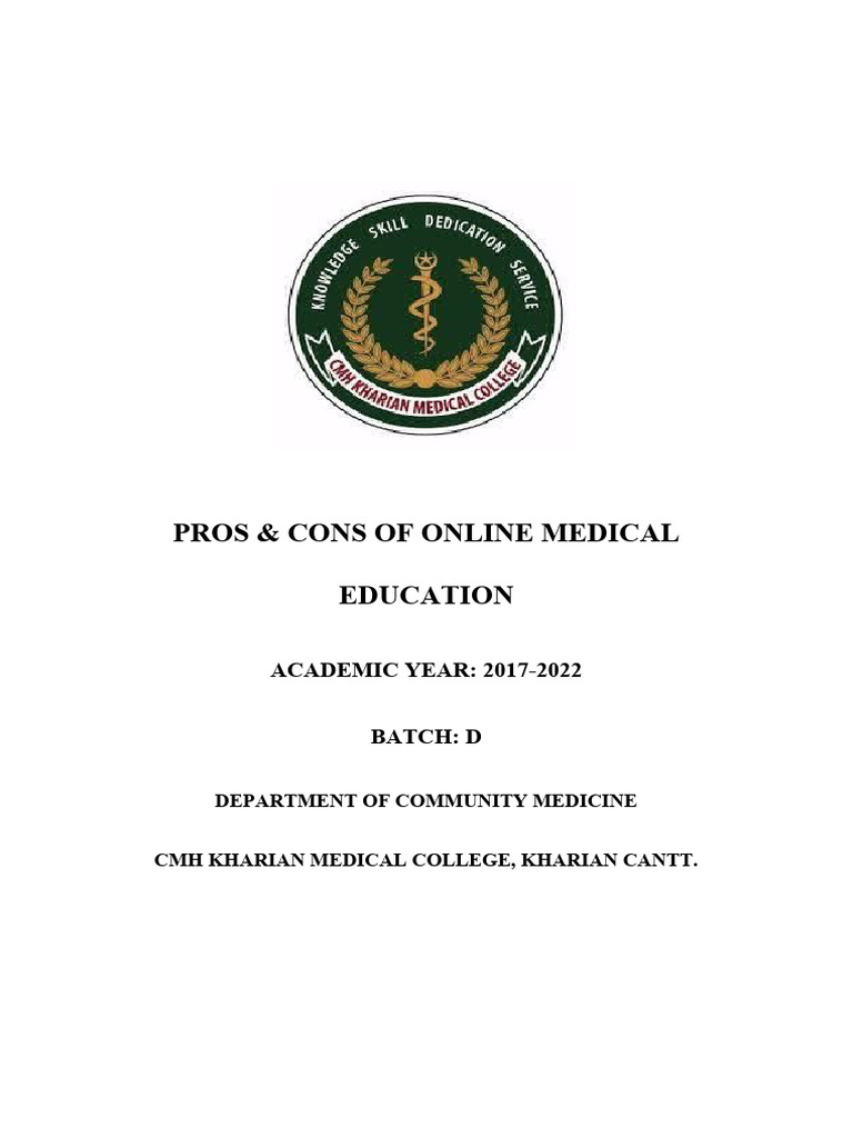 Pros and Cons of Online Medical Education | PDF | Science