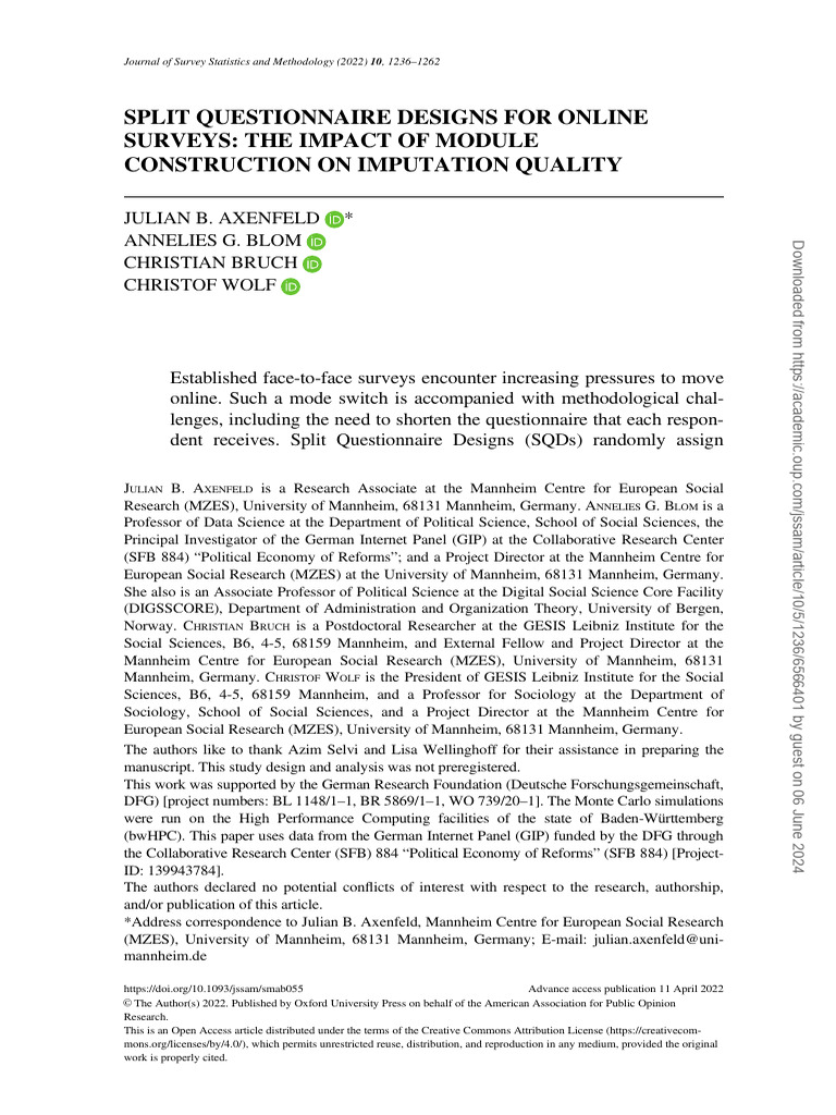 Split Questionnaires | Download Free PDF | Survey Methodology ...