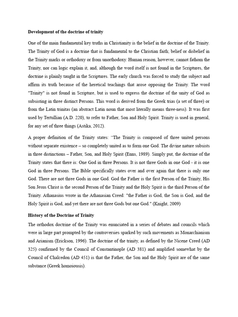 Development of the doctrine of trinity | Download Free PDF | Trinity ...