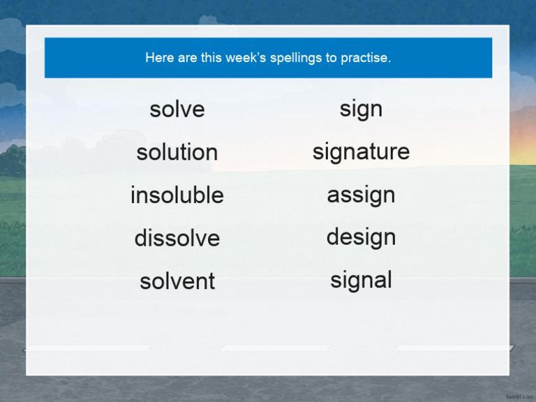 Weekly Spelling Practice List | PDF