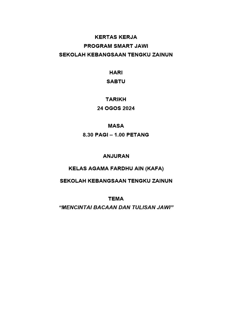 KERTAS KERJA SMART JAWI | PDF