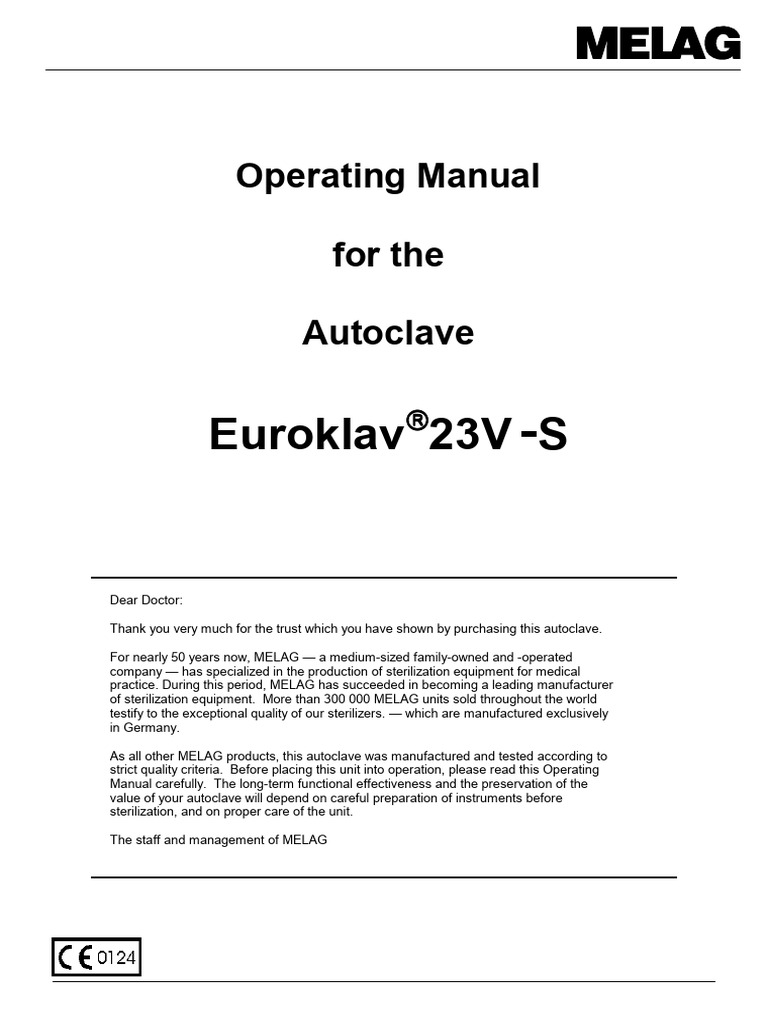 Melag 23V-S autoclave | PDF | Sterilization (Microbiology) | Ac Power ...