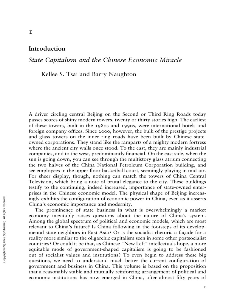 Tsai and Naughton-State Capitalism | PDF | Capitalism | China