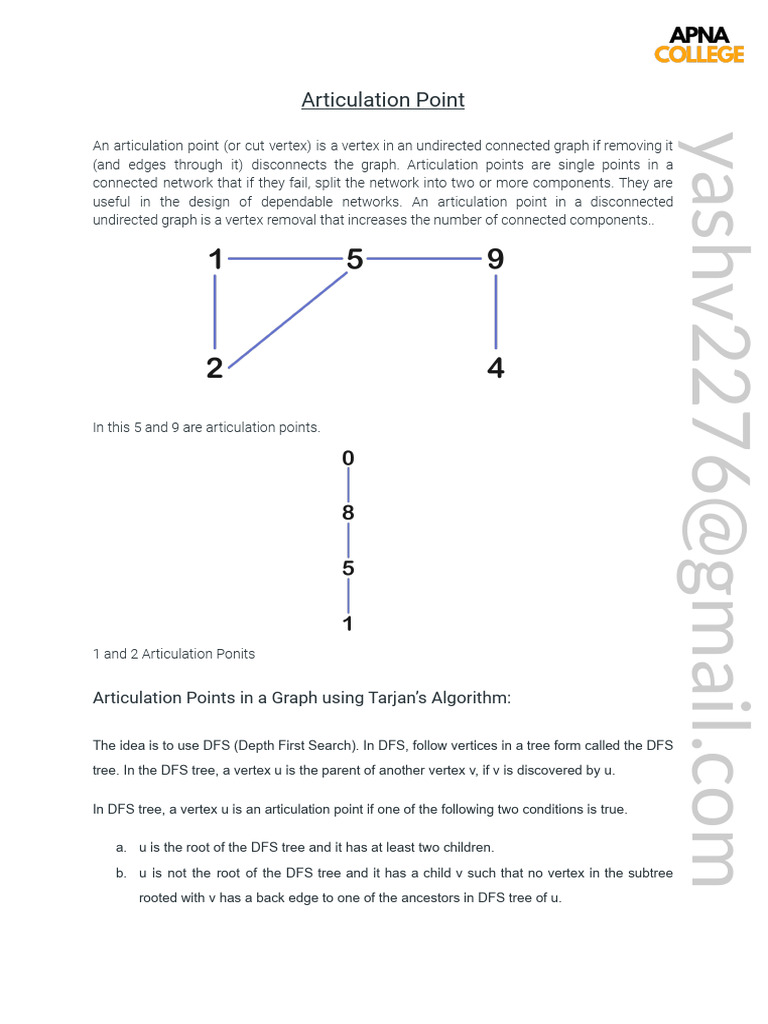Articulation Point | PDF | Combinatorics | Mathematical Relations