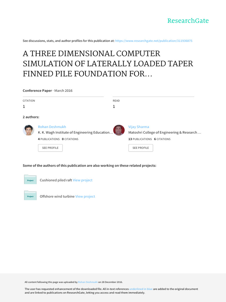 A Three Dimensional Computer Simulation of Laterally Loaded Taper ...