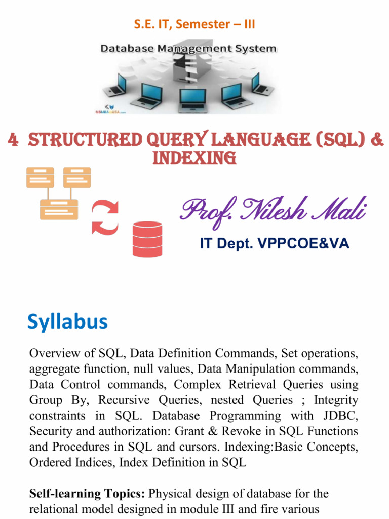 Structured Query Language (SQL) & Indexing | PDF