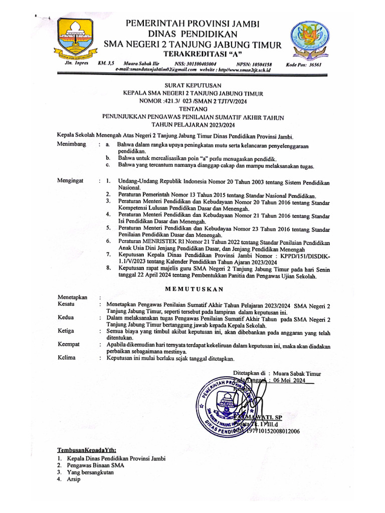 Sk Pengawas Psak 2024 | PDF