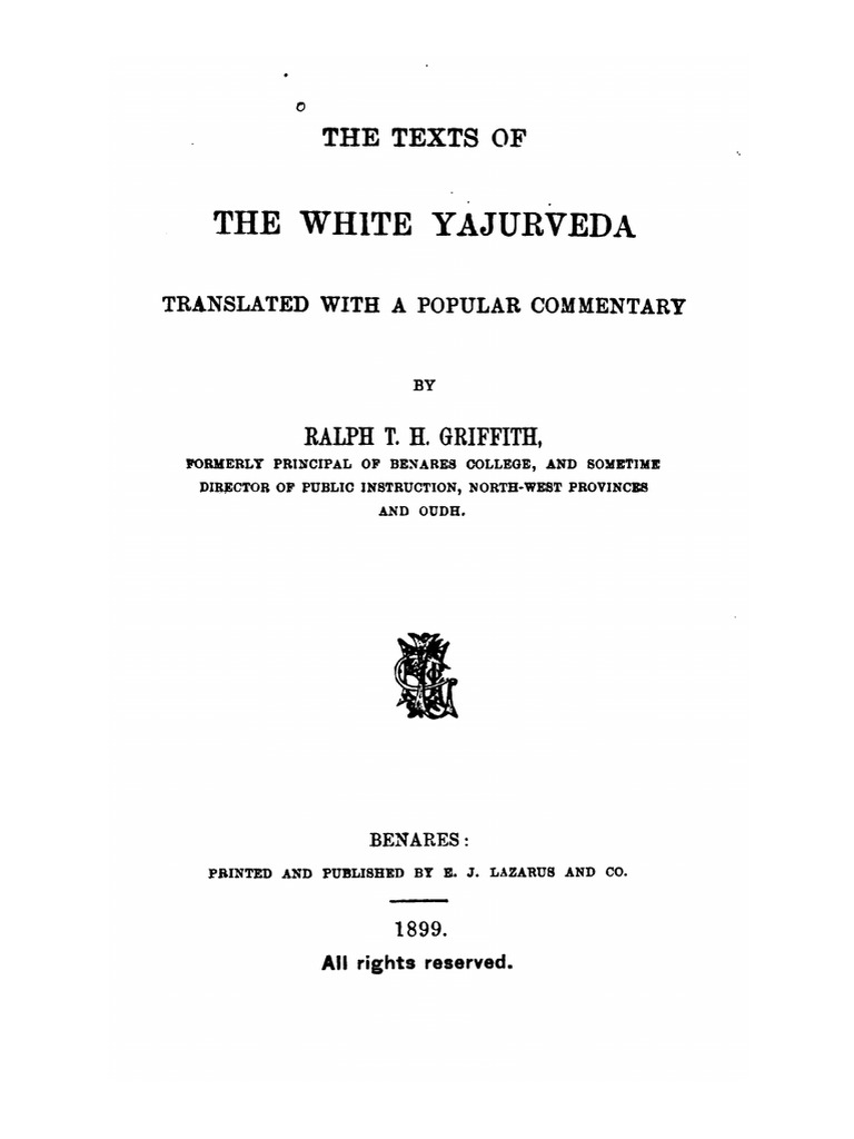 Yajur Veda (Shukla) - English | PDF