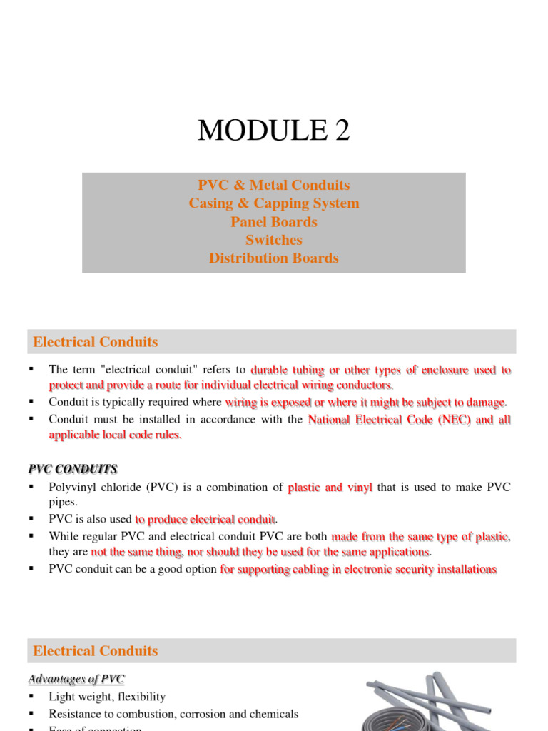 PVC & Metal Conduits Casing & Capping System Panel Boards Switches ...