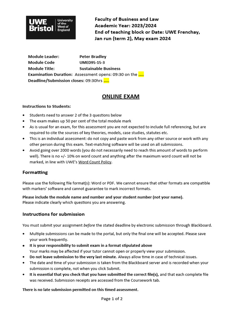 UMED95-15-3Exam Paper Online Exam - Main - Frenchay - Jan - 2024 | PDF ...