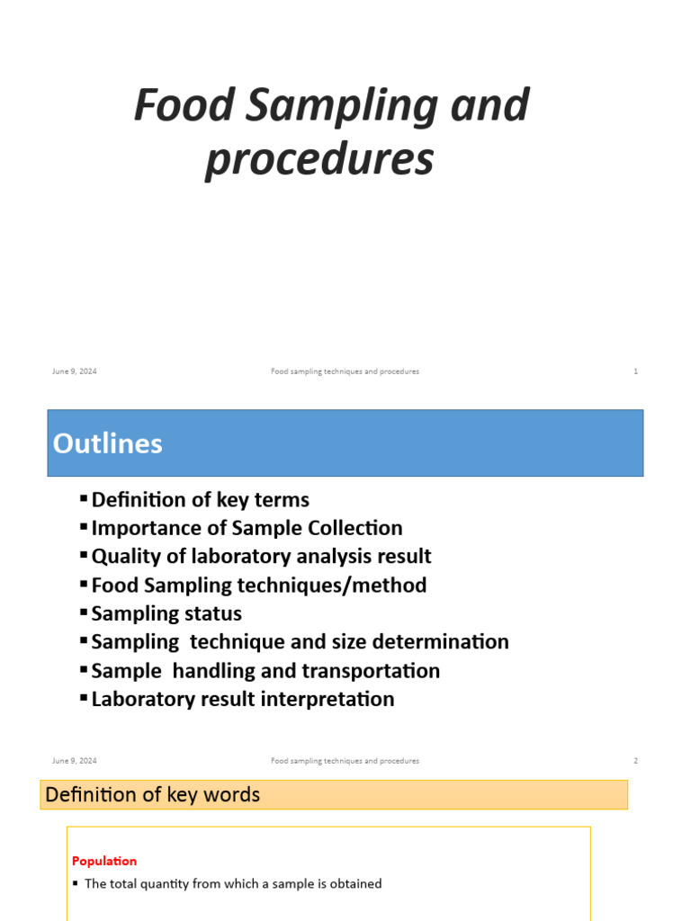 Food Sampling 3 Przentation | PDF | Sampling (Statistics) | Laboratories