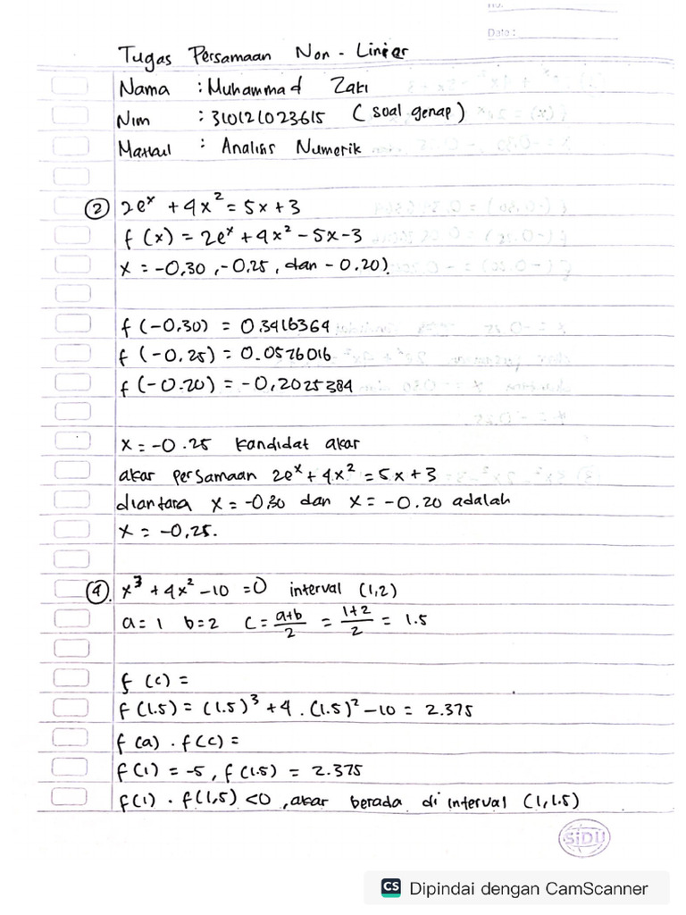 Analisis Numerik - Tigas 3 | PDF
