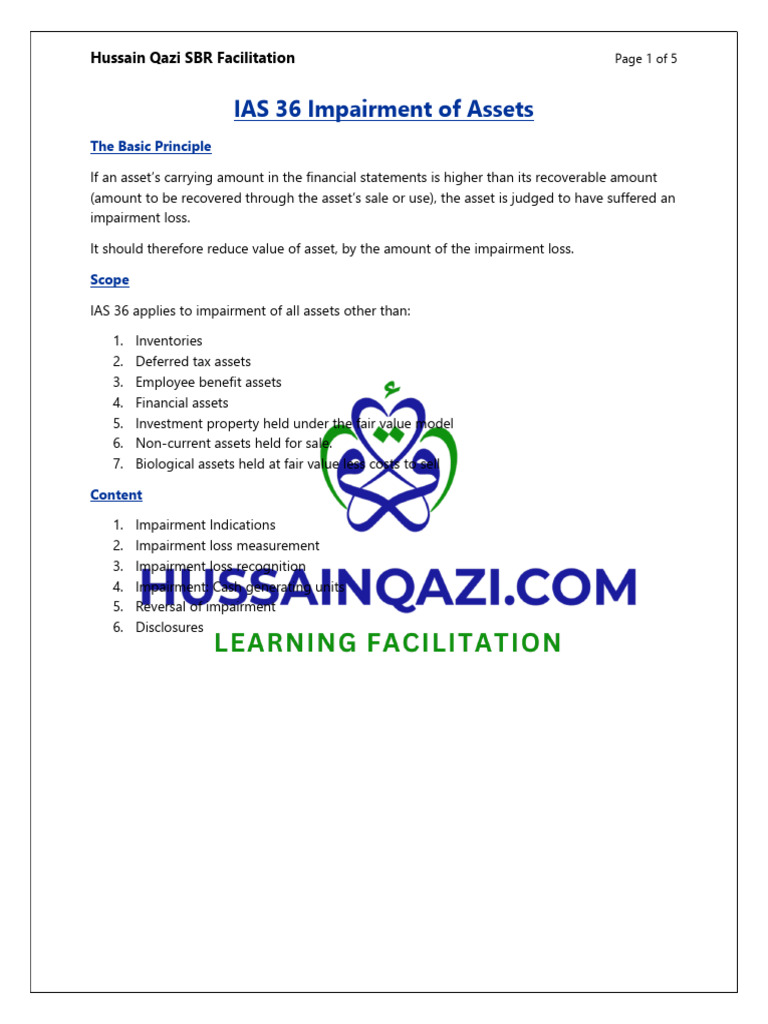 2. IAS 36 Notes | PDF | Fair Value | Money